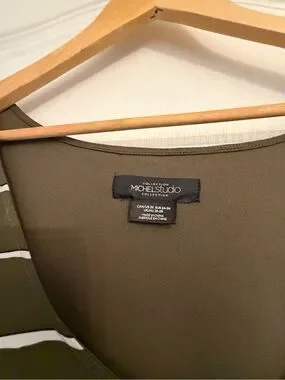 Michel Studio | Dresses | Michel Studio Olive Green And White Striped ...